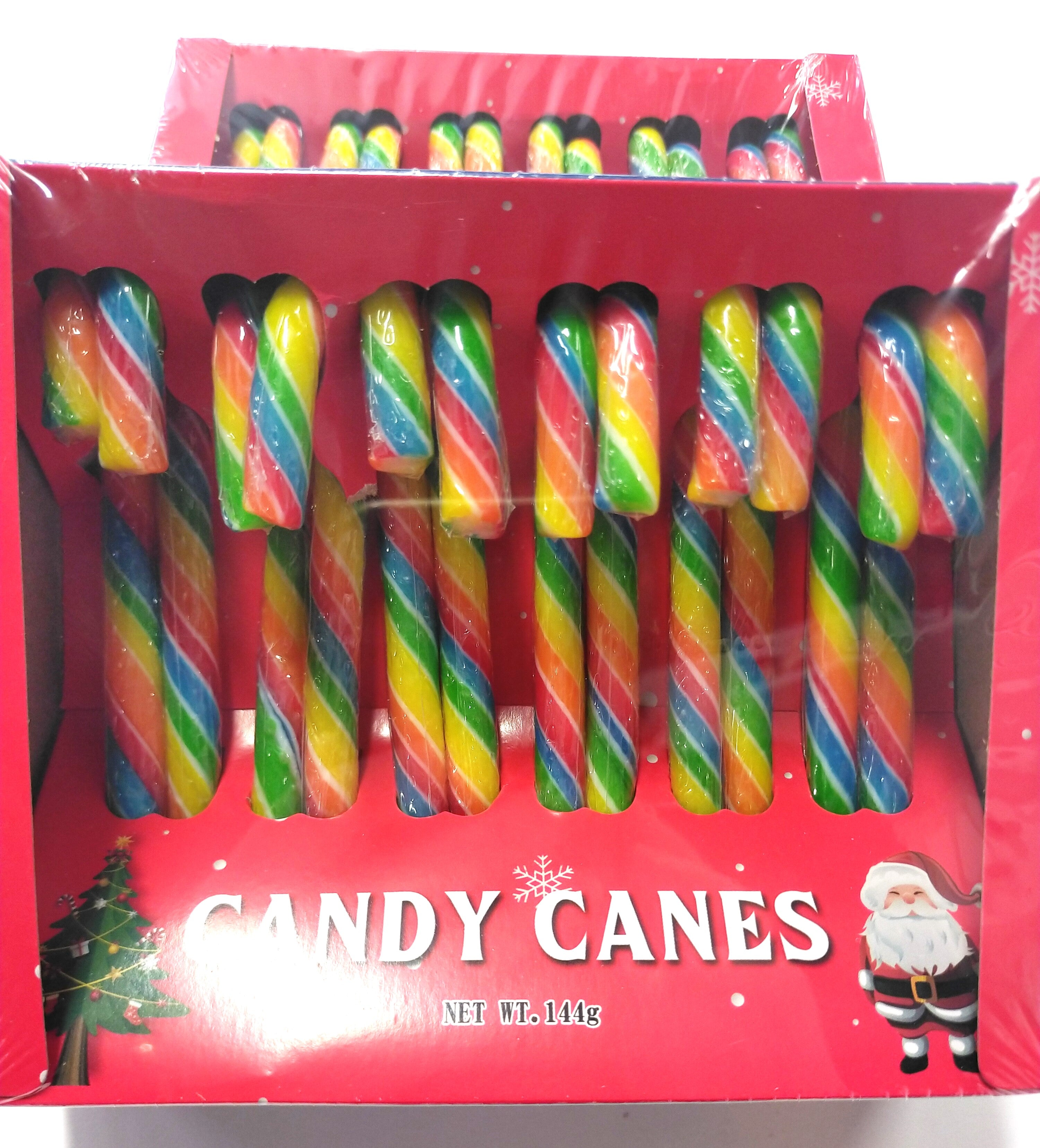 CHRISTMAS RAINBOW CANDY CANES 12g x 12pcs | Sunshine Confectionery